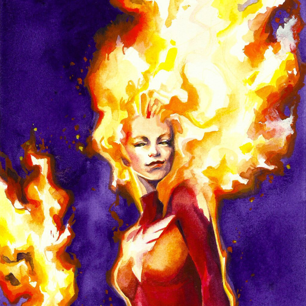 Fénix - Acuarela - María Emegé